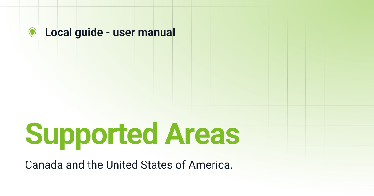 Supported Areas | Local guide - user manual